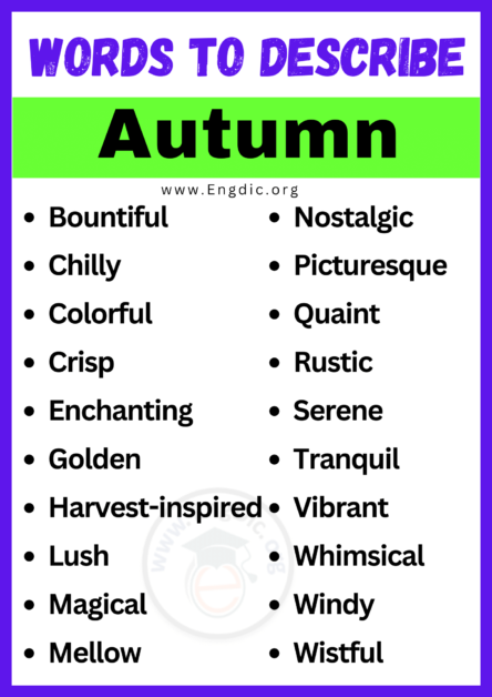 20+ Best Words to Describe Autumn, Adjectives for Autumn - EngDic