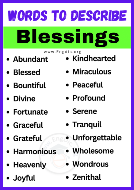 20+ Best Words to Describe Blessings, Adjectives for Blessings - EngDic