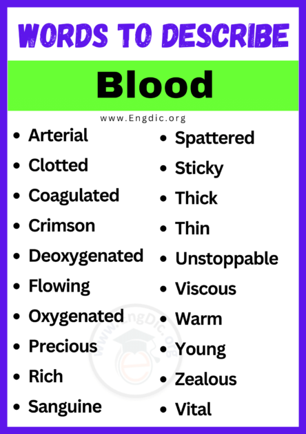 20+ Best Words to Describe Blood, Adjectives for Blood - EngDic