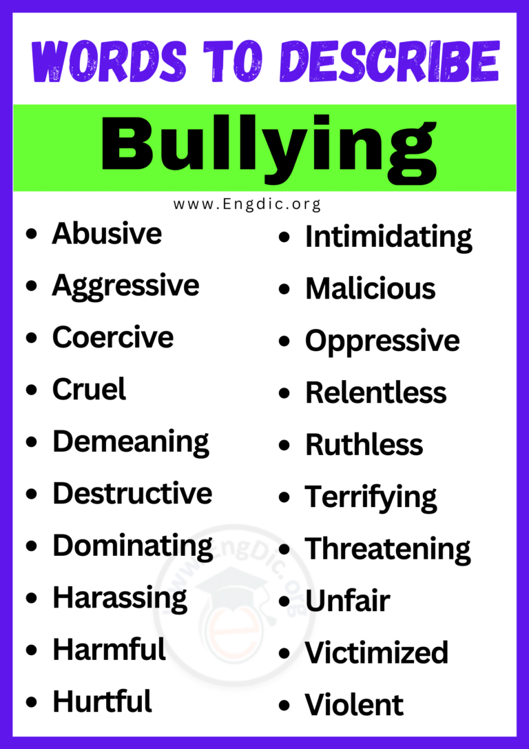 20+ Best Words to Describe Bullying, Adjectives for Bullying - EngDic