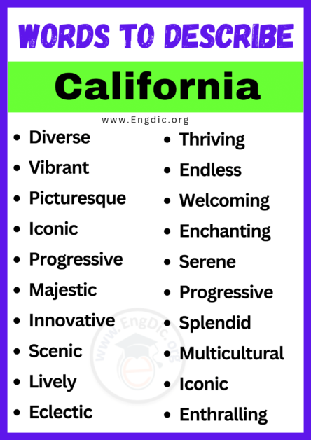 20+ Best Words to Describe California, Adjectives for California - EngDic