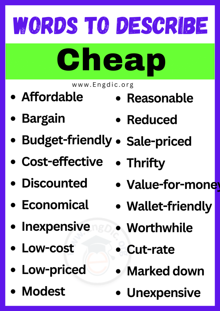 20+ Best Words to Describe Cheap, Adjectives for Cheap - EngDic