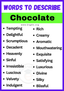 20+ Best Words to Describe Chocolate, Adjectives for Chocolate - EngDic