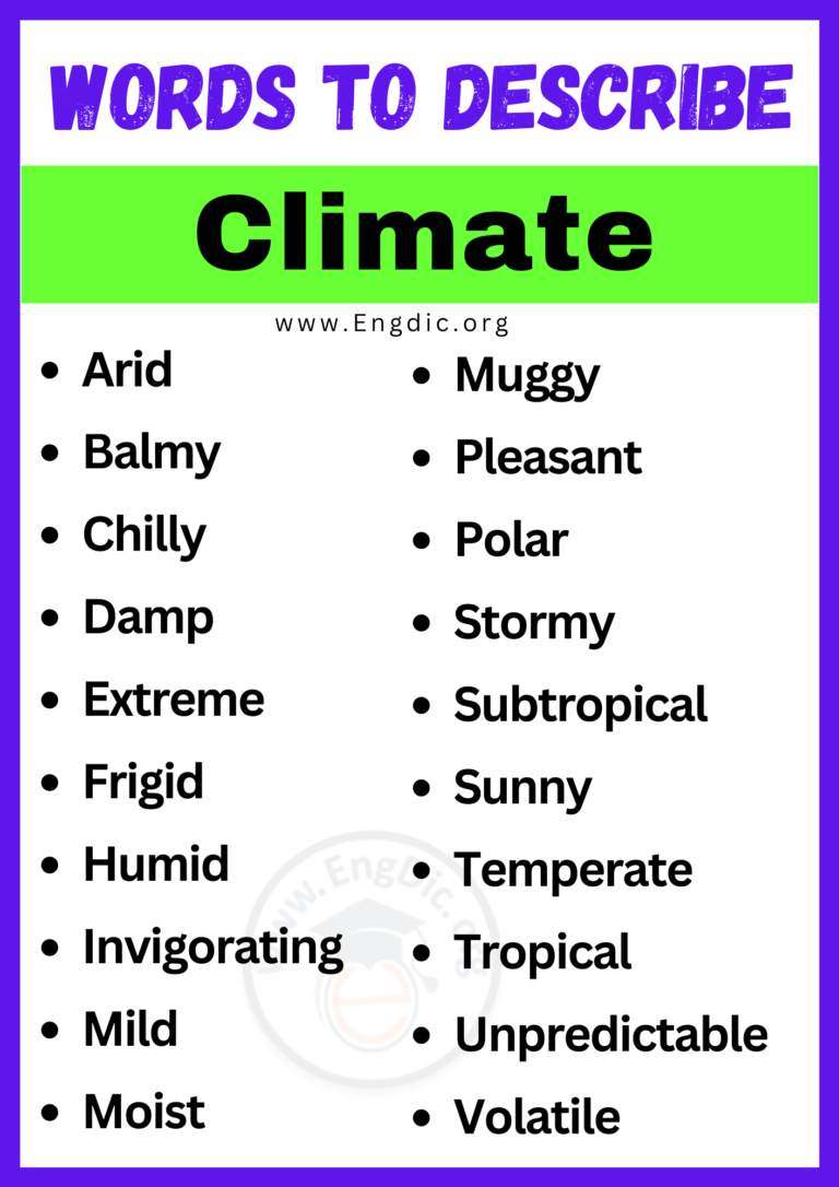 20+ Best Words to Describe Climate, Adjectives for Climate - EngDic