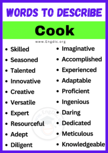 20+ Best Words to Describe Cook, Adjectives for Cook - EngDic