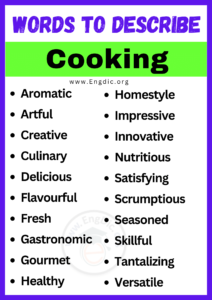 20+ Best Words to Describe Cooking, Adjectives for Cooking - EngDic