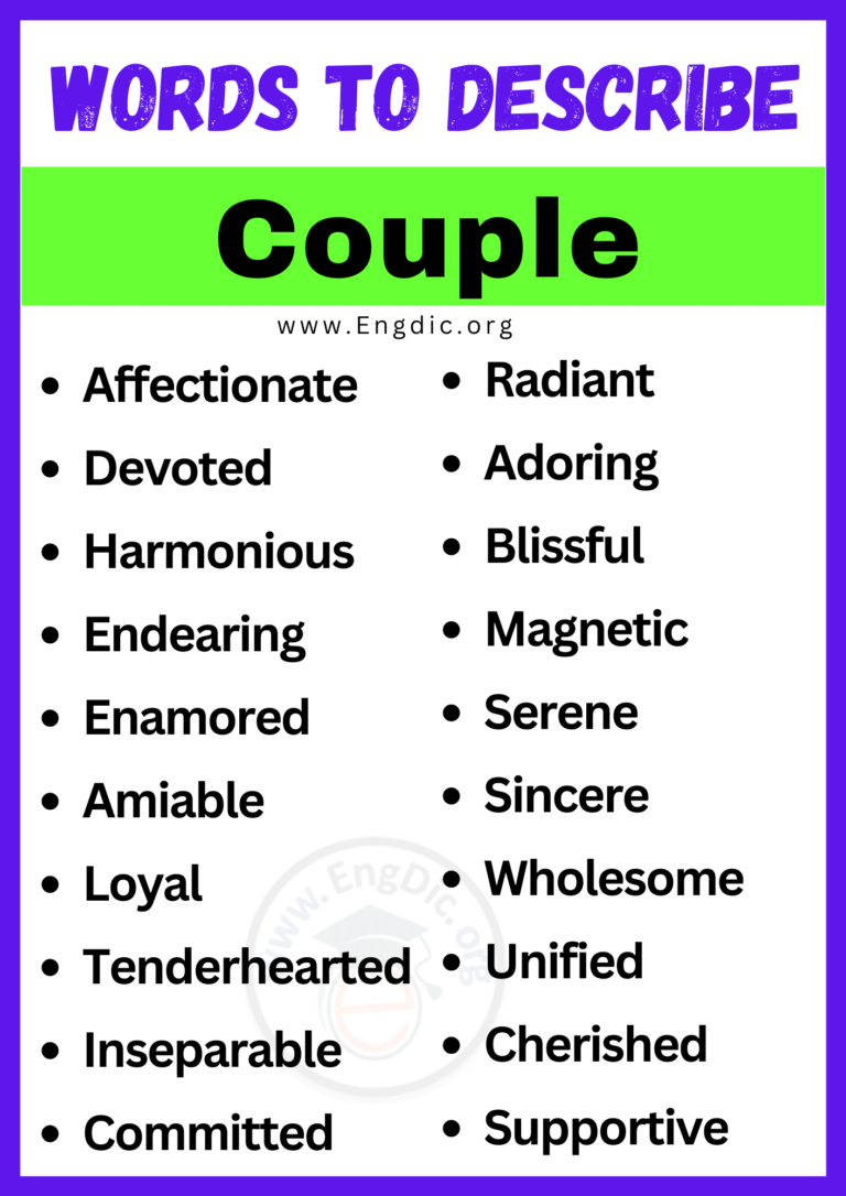 20+ Best Words to Describe Couple, Adjectives for Couple - EngDic