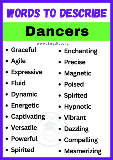 20+ Best Words to Describe Dancers, Adjectives for Dancers - EngDic