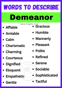 20+ Best Words to Describe Demeanor, Adjectives for Demeanor - EngDic