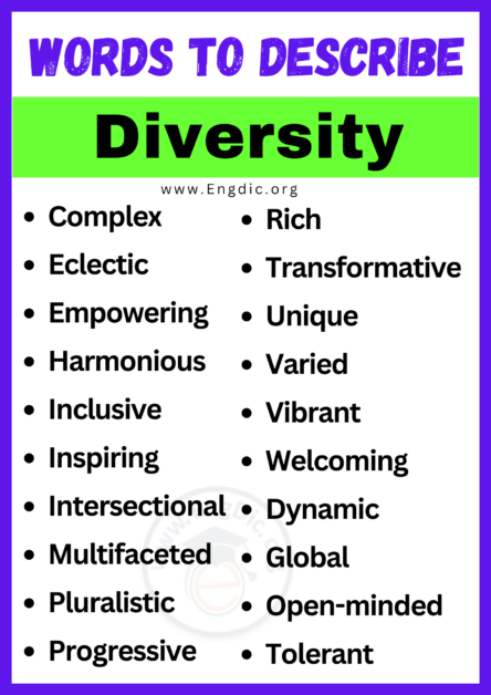 20+ Best Words to Describe Diversity, Adjectives for Diversity - EngDic
