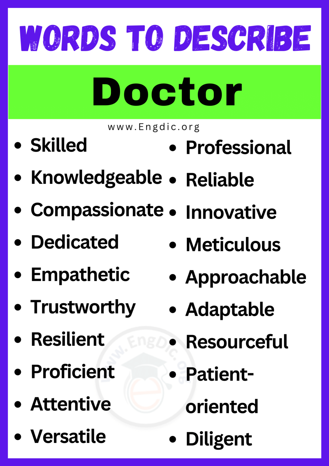 20+ Best Words to Describe Doctor, Adjectives for Doctor - EngDic