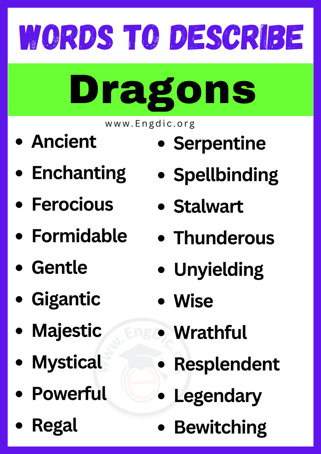 20+ Best Words to Describe Dragons, Adjectives for Dragons - EngDic