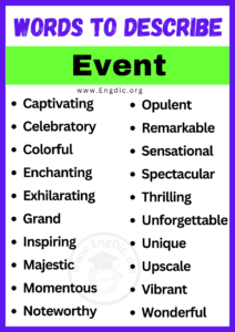 20+ Best Words to Describe Event, Adjectives for Event - EngDic