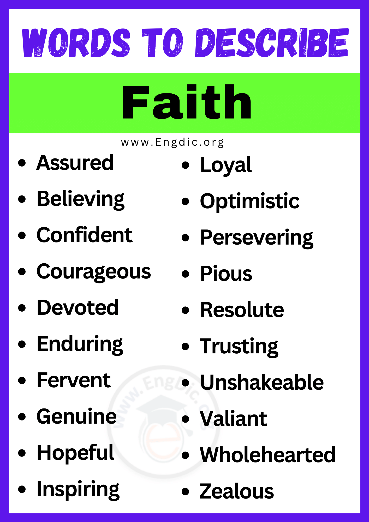 20+ Best Words to Describe Faith, Adjectives for Faith - EngDic