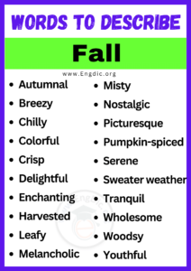 20+ Best Words to Describe Fall, Adjectives for Fall - EngDic