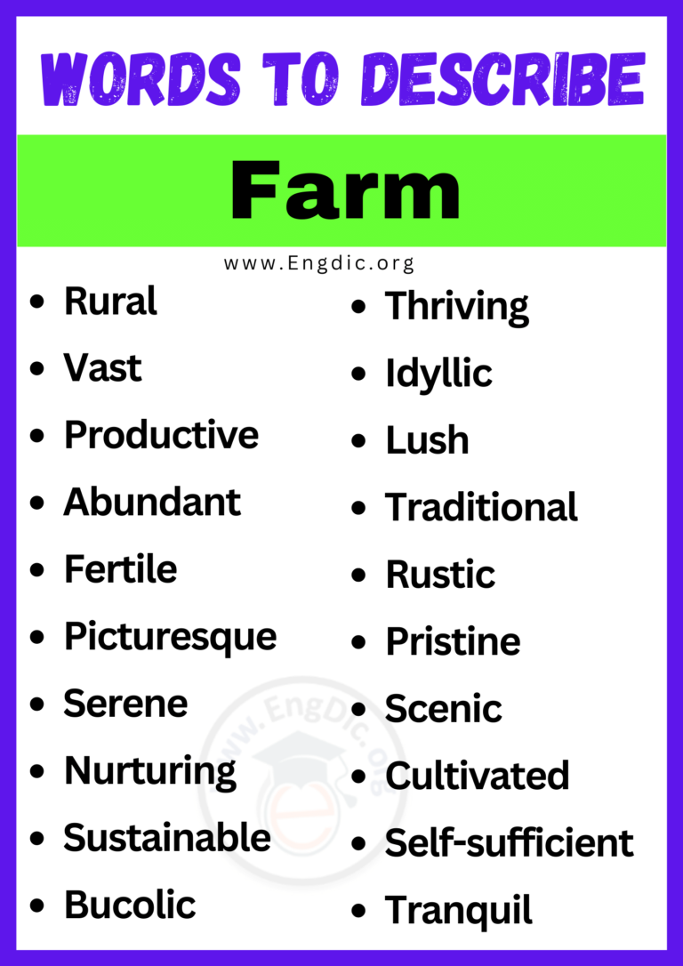 20+ Best Words to Describe Farm, Adjectives for Farm - EngDic