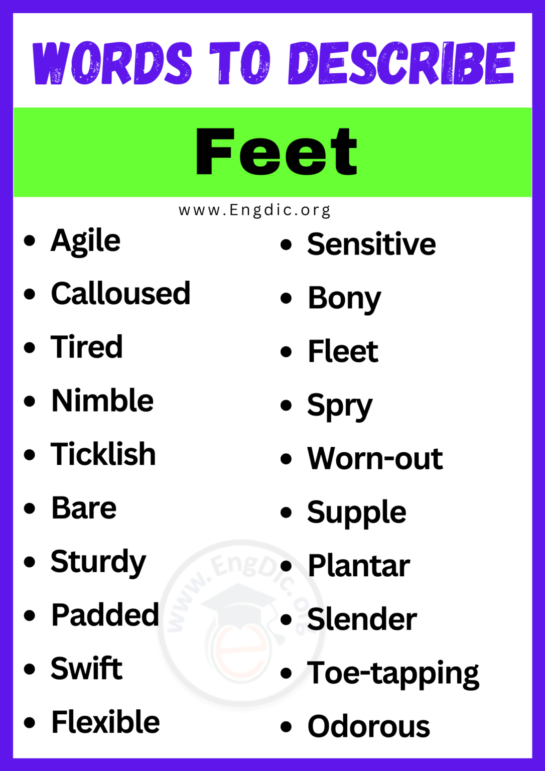 20+ Best Words to Describe Feet, Adjectives for Feet - EngDic