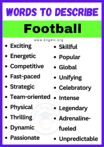 20+ Best Words to Describe Football, Adjectives for Football - EngDic