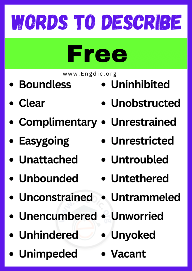 20+ Best Words to Describe Free, Adjectives for Free - EngDic