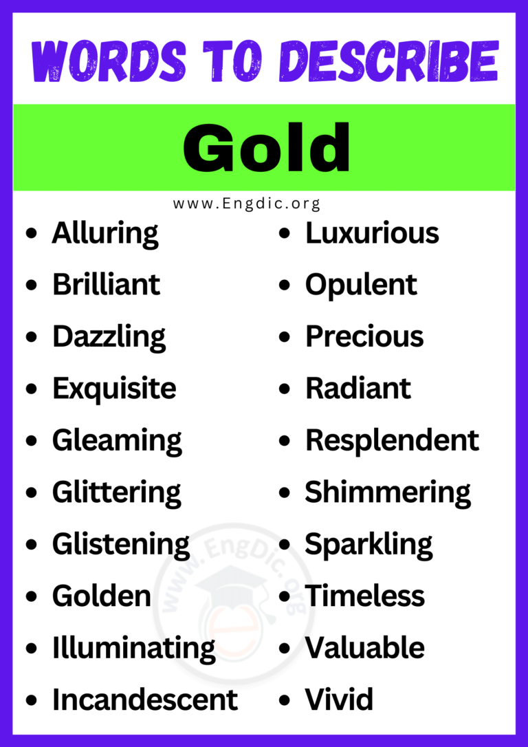 20+ Best Words to Describe Gold, Adjectives for Gold - EngDic