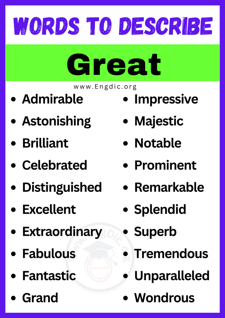 20+ Best Words to Describe Great, Adjectives for Great - EngDic