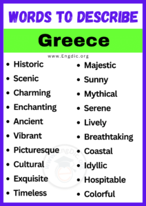 20+ Best Words to Describe Greece, Adjectives for Greece - EngDic