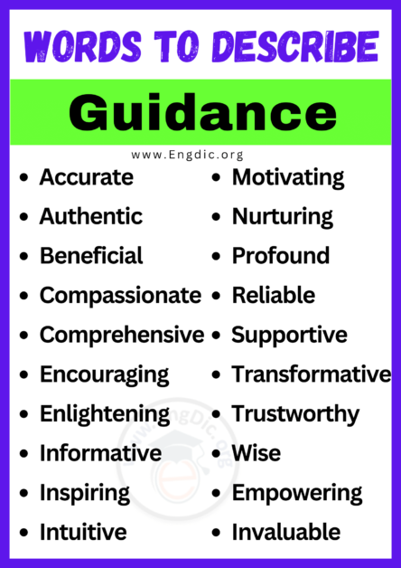 20+ Best Words to Describe Guidance, Adjectives for Guidance - EngDic
