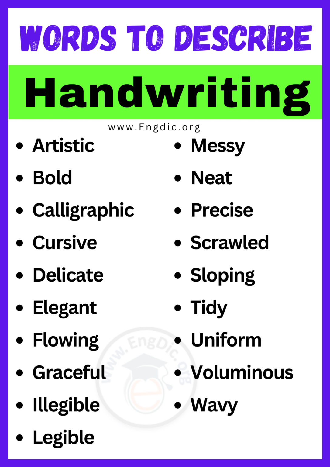 20+ Best Words to Describe Handwriting, Adjectives for Handwriting - EngDic