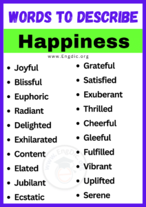 20+ Best Words to Describe Happiness, Adjectives for Happiness - EngDic