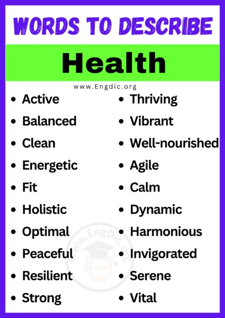 20+ Best Words to Describe Health, Adjectives for Health - EngDic
