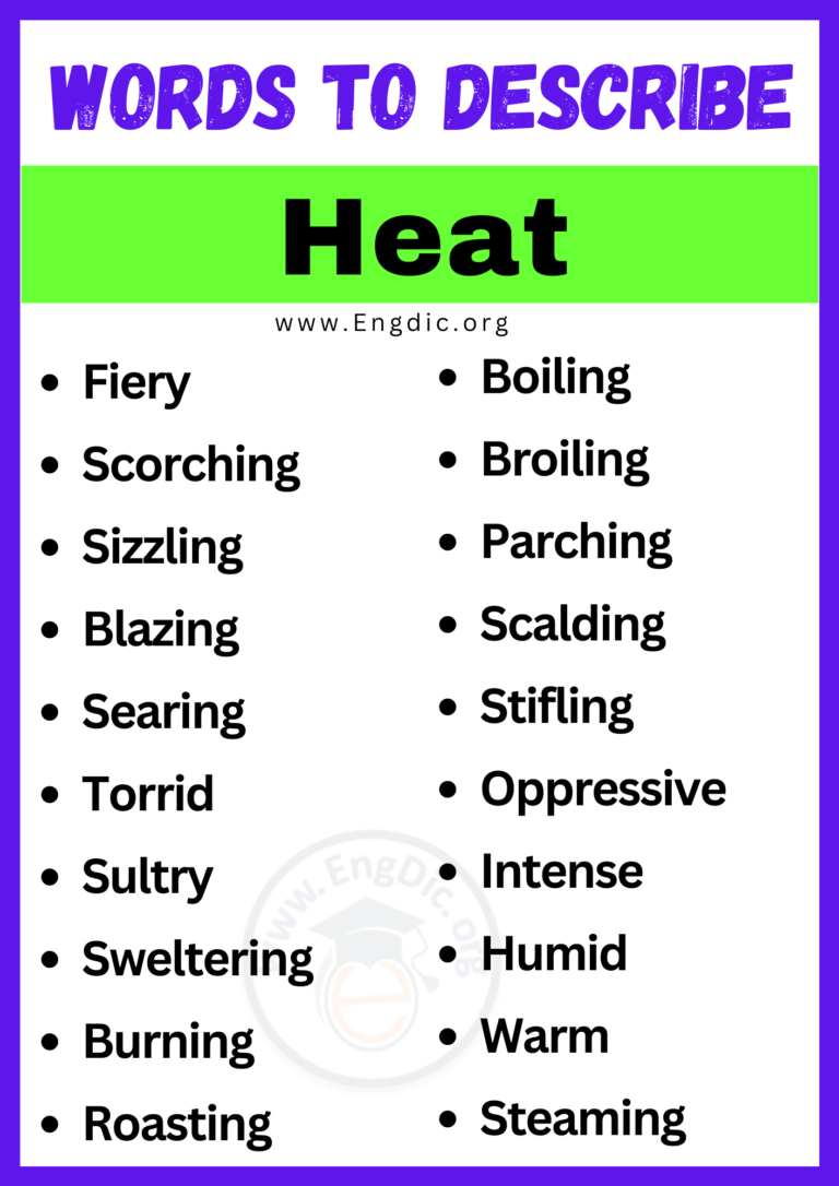20+ Best Words to Describe Heat, Adjectives for Heat - EngDic