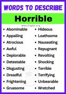 20+ Best Words to Describe Horrible, Adjectives for Horrible - EngDic