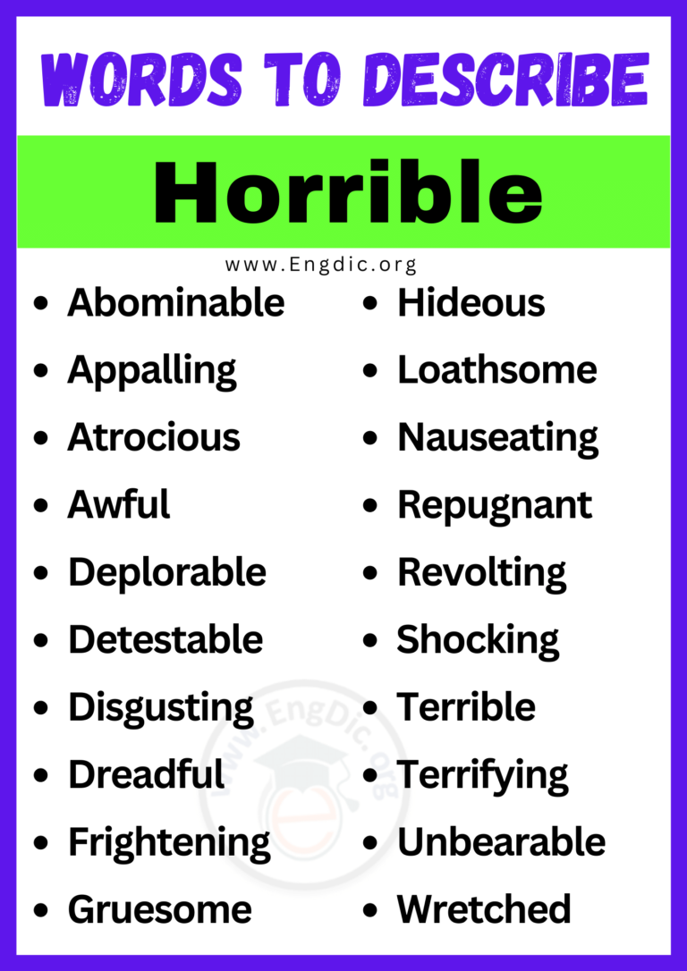 20+ Best Words to Describe Horrible, Adjectives for Horrible - EngDic