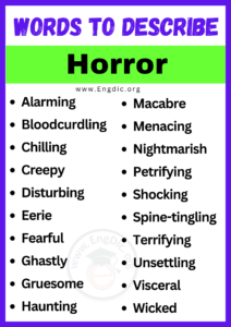 20+ Best Words to Describe Horror, Adjectives for Horror - EngDic