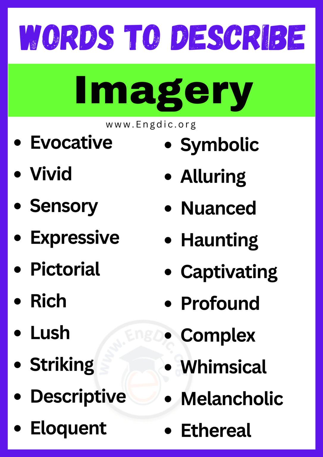 20+ Best Words to Describe Imagery, Adjectives for Imagery - EngDic