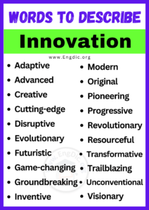 20+ Best Words to Describe Innovation, Adjectives for Innovation - EngDic
