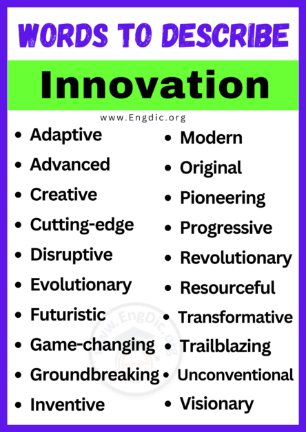 20+ Best Words to Describe Innovation, Adjectives for Innovation - EngDic