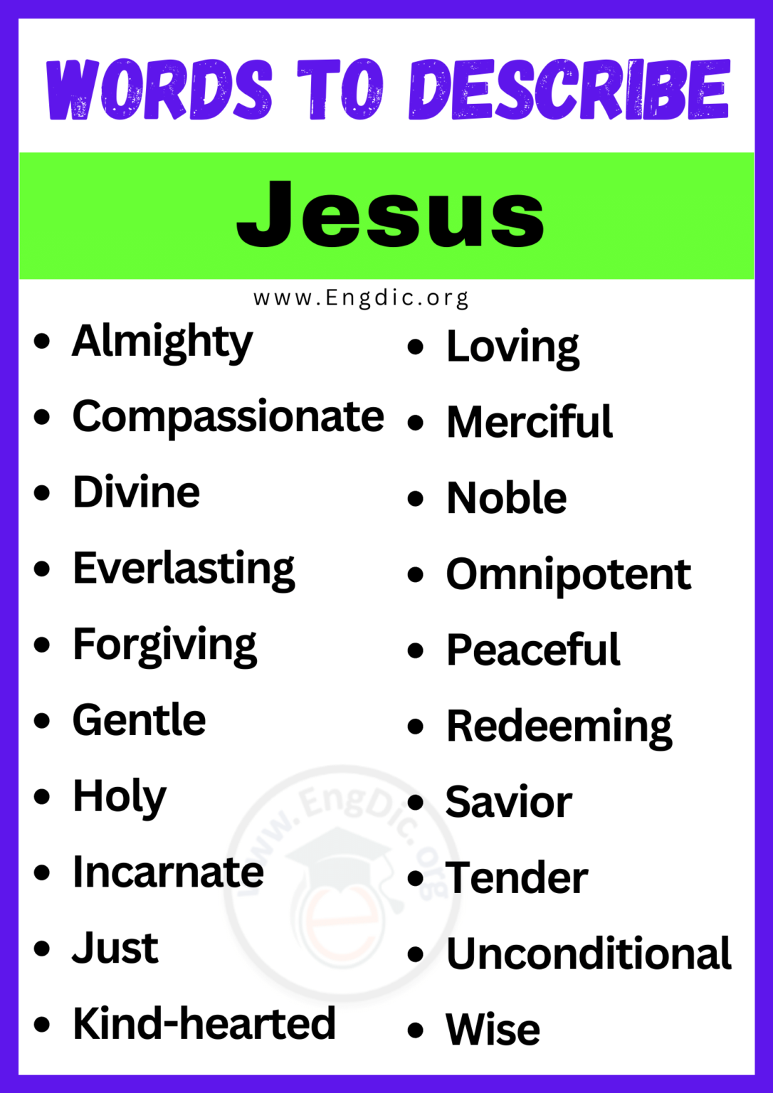 20+ Best Words to Describe Jesus, Adjectives for Jesus - EngDic