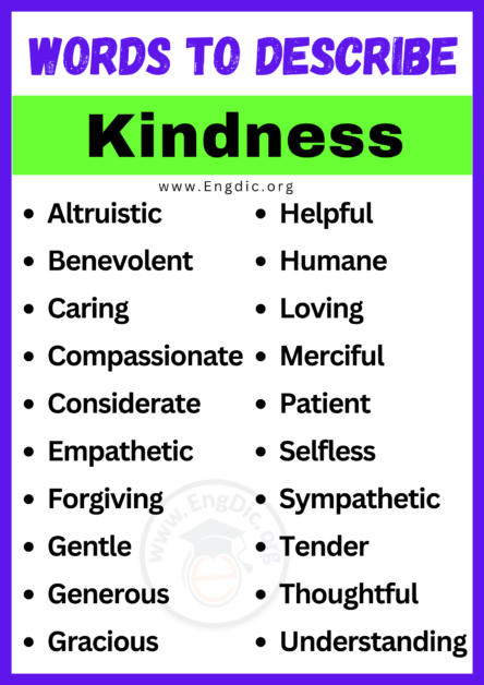 20+ Best Words to Describe Kindness, Adjectives for Kindness - EngDic