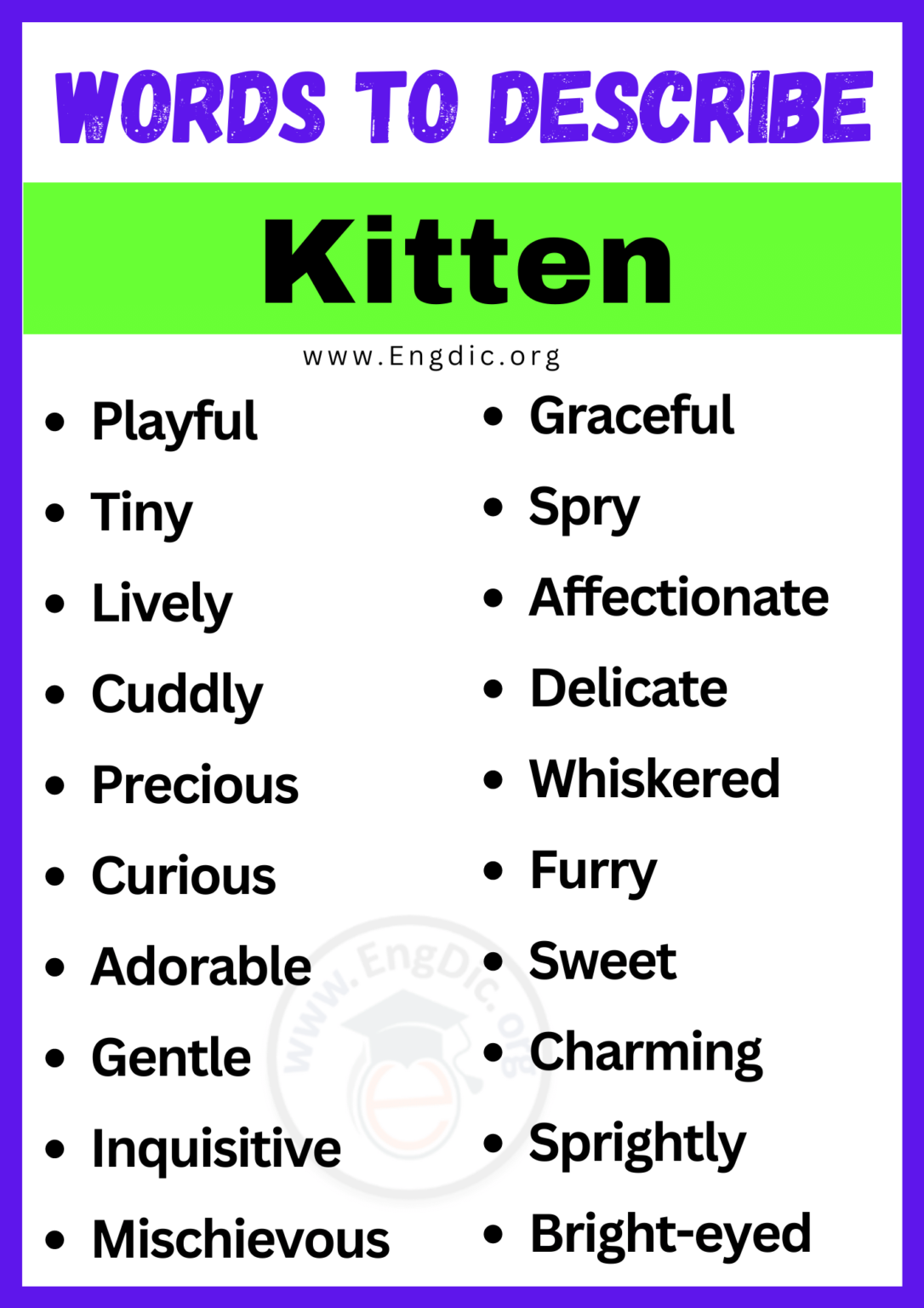 20+ Best Words to Describe Kitten, Adjectives for Kitten - EngDic