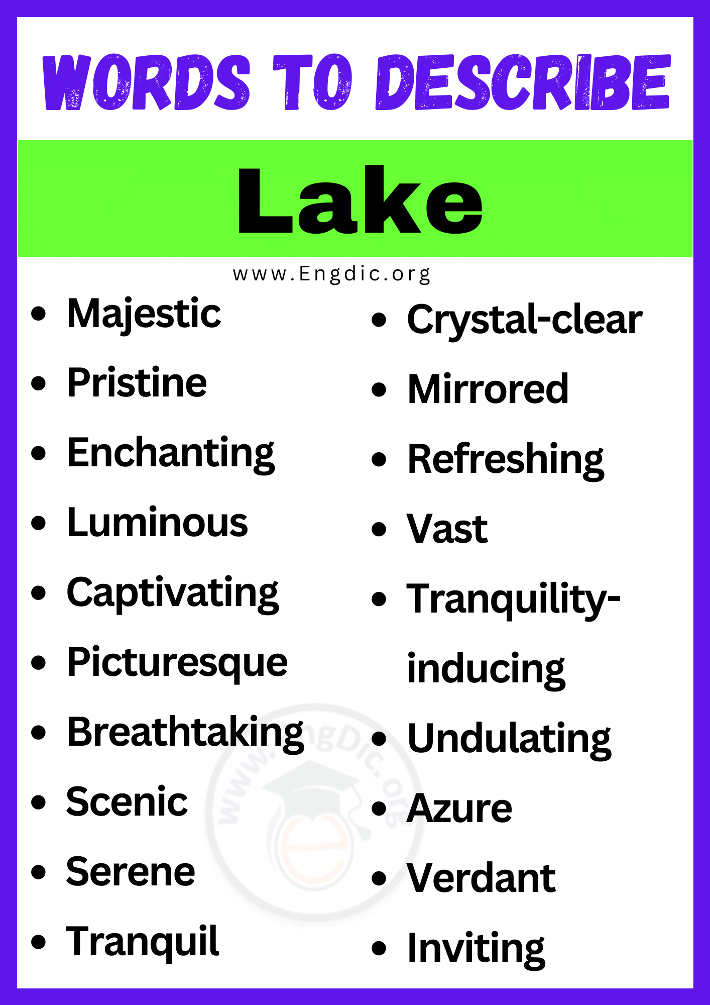 20 Best Words To Describe Lake Adjectives For Lake EngDic 20 Best Words To Describe Lake Adjectives For Lake EngDic