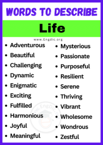 20+ Best Words to Describe Life, Adjectives for Life - EngDic