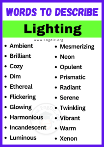 20+ Best Words to Describe Lighting, Adjectives for Lighting - EngDic