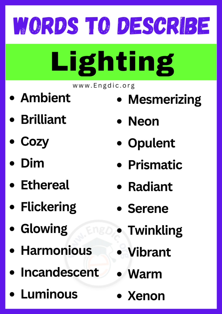 20+ Best Words to Describe Lighting, Adjectives for Lighting - EngDic