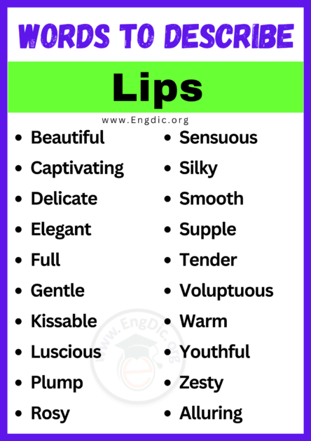 20+ Best Words to Describe Lips, Adjectives for Lips - EngDic