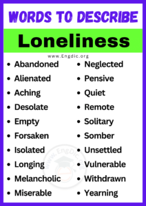20+ Best Words to Describe Loneliness, Adjectives for Loneliness - EngDic