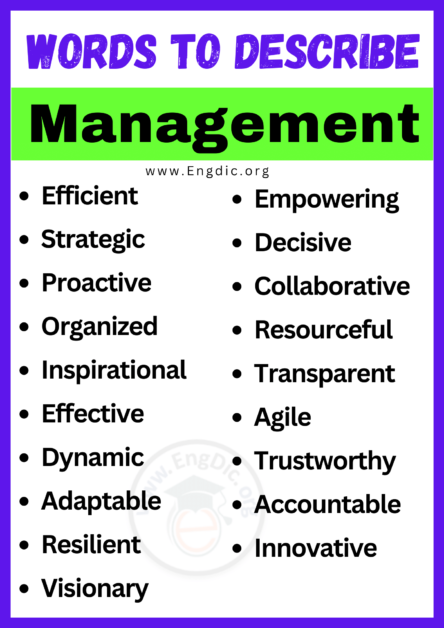 20+ Best Words to Describe Management, Adjectives for Management - EngDic