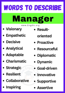 20+ Best Words to Describe Manager, Adjectives for Manager - EngDic