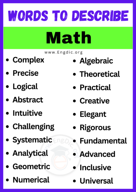 20+ Best Words to Describe Math, Adjectives for Math - EngDic