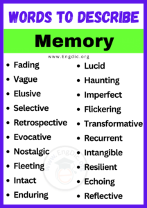 20+ Best Words to Describe Memory, Adjectives for Memory - EngDic